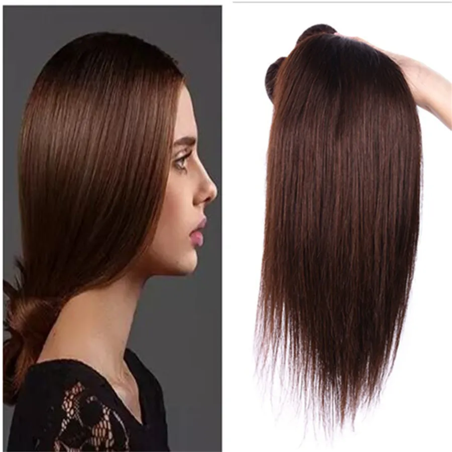 DHgate 3Pcs Lot Chocolate Colored Brazilian Straight Human Hair Bundles Silky Straight Weave Dark Brown Virgin Remy Hair Hair Products