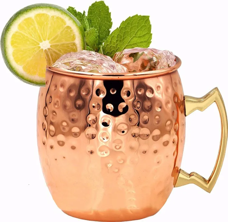 16 Oz Tazas De Cobre Moscow Mule Tazas De Cobre Plateado Taza Acero ...
