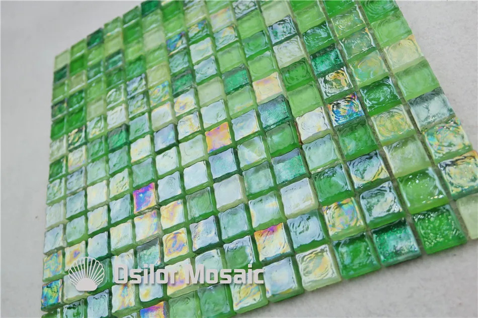 Green Glass Mosaic Tile For Interior House Decoration Bathroom And