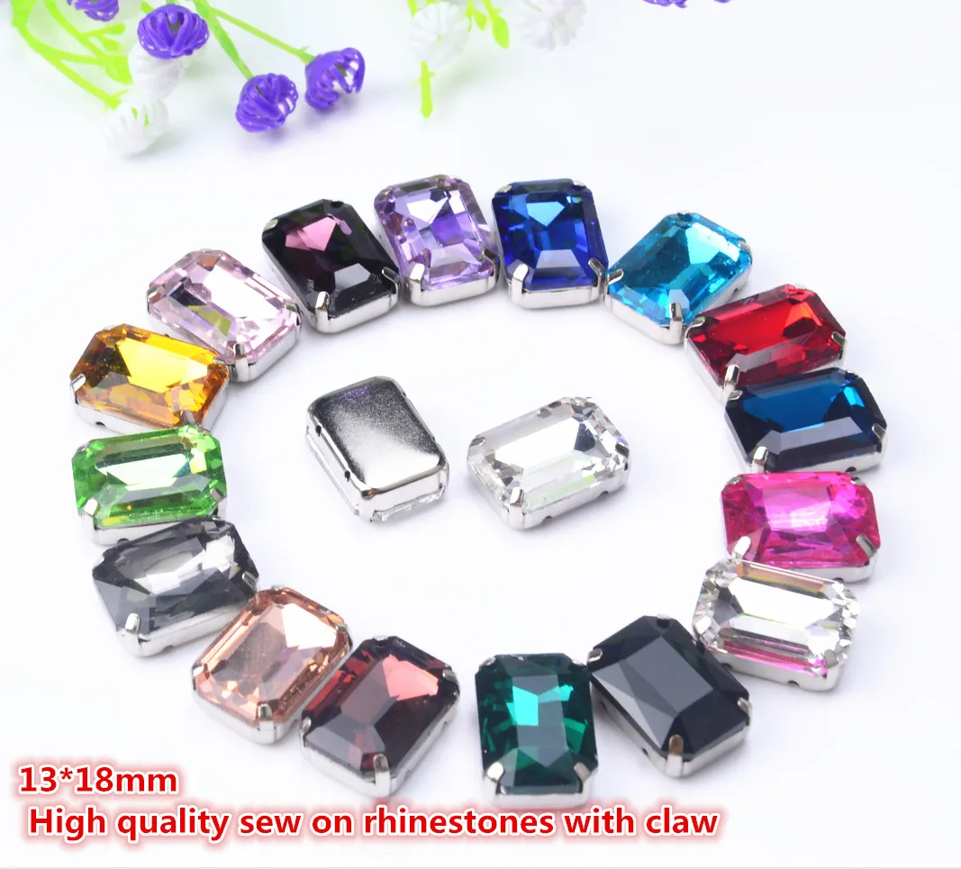 DHgate.com:30Pcs Rectangle Sew On Crystal Buttons with Claw Settings ...