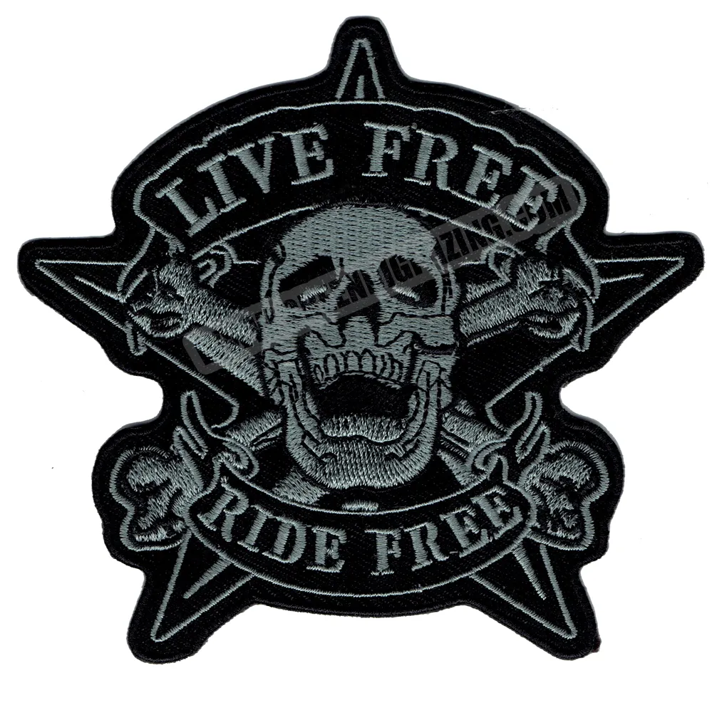 Skull LIVE FREE RIDE FREE Bandidos Motorcycle Club Biker Vest Patch SOA ...
