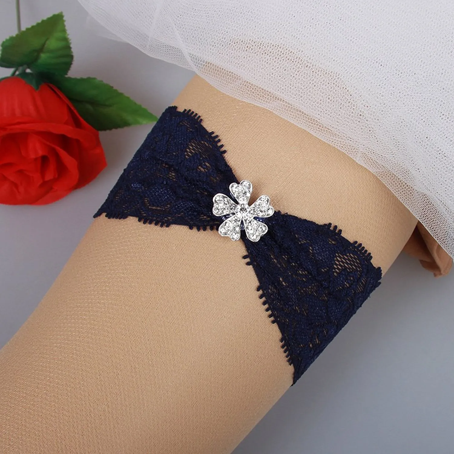 Navy Blue Lace Garter Set Dropship 2Pcs Lace Garter Wedding Garters