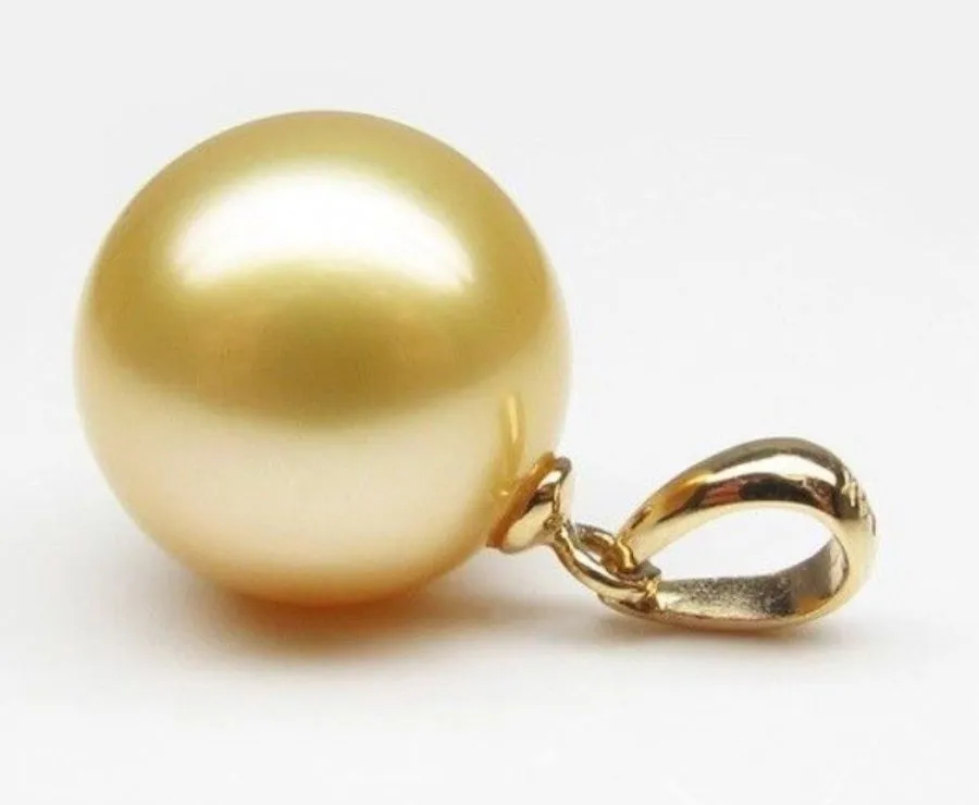 DHgate.com:14mm South Sea Golden Shell Pearl Pendant Necklace in 14K ...