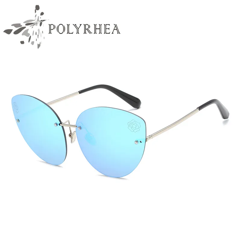 Colorful Designer Frameless Mirrored Sunglasses Women For Women Rimless ...