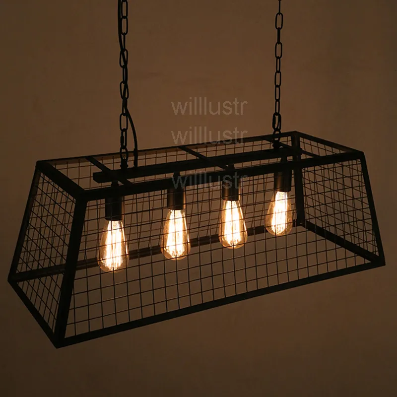 Industrial Trapezoid Iron Net Pendant Lamp Vintage Metal Hanging Light ...