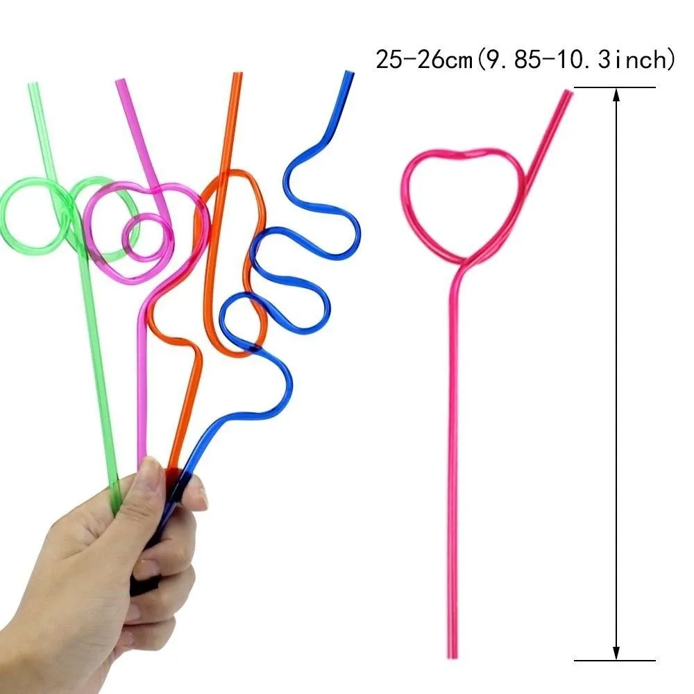 Colorful Curly Loop Plastic Fun Plastic Straws For Fun Party ...