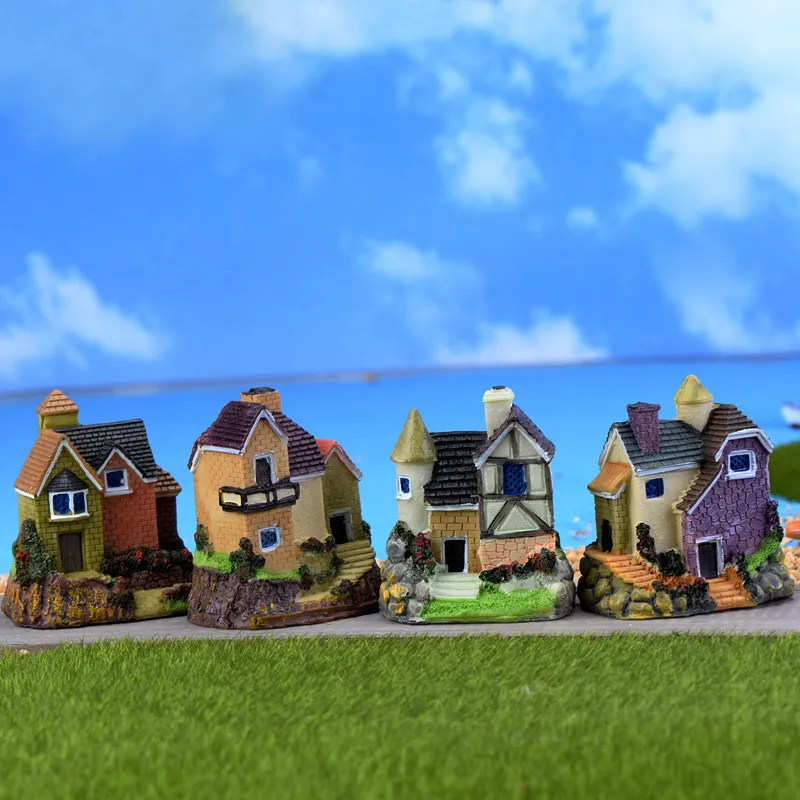 Cute Mini Resin Garden Decoration House Villa Miniatures Cottage ...