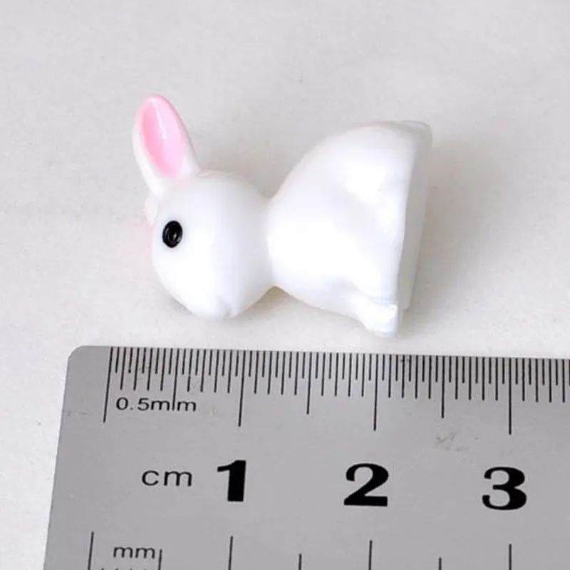 Fairy Garden Miniature Rabbit Bunny White Color Artificial Mini Rabbits ...