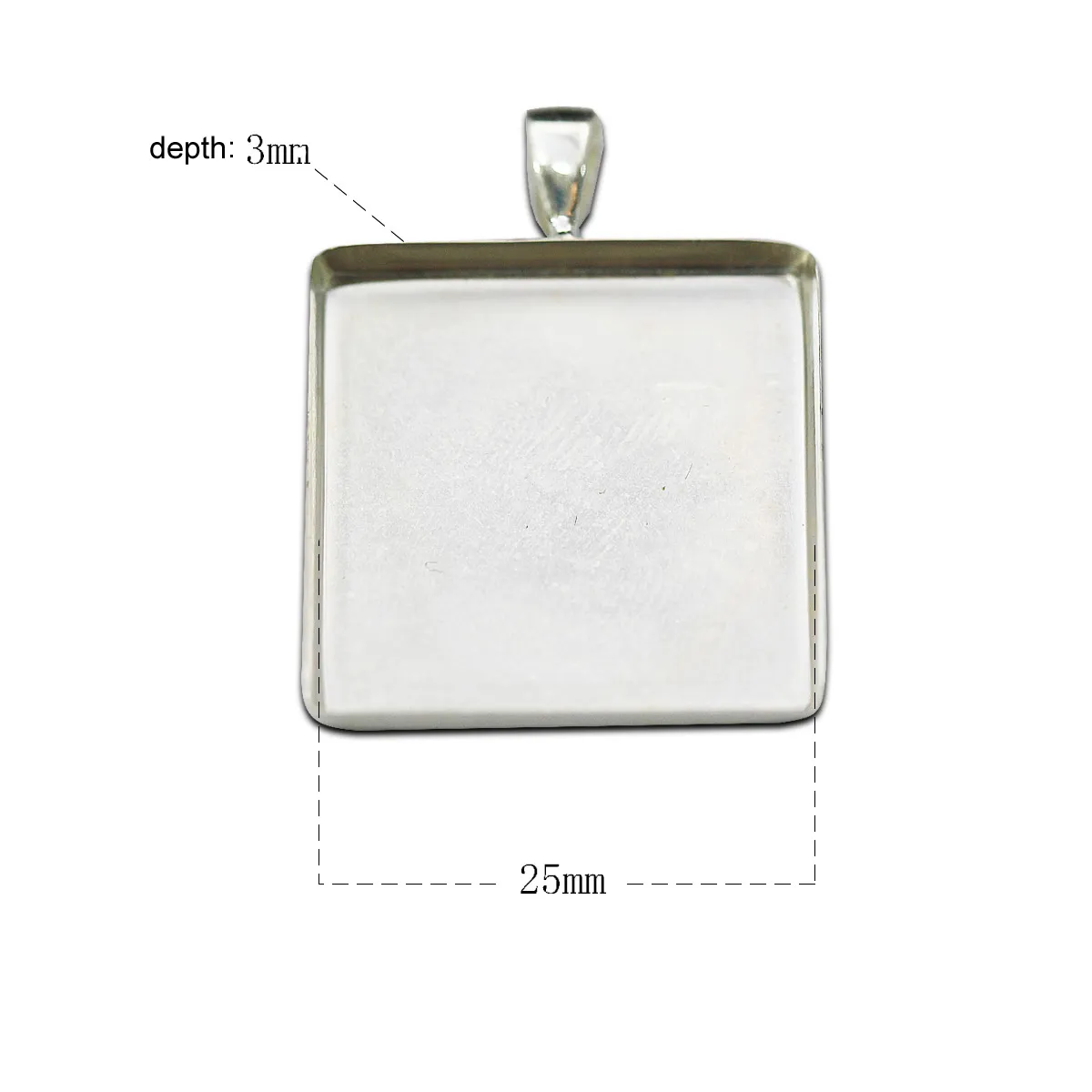 925 Sterling Silver Square Bezel Pendant: 25mm Cabochon Setting For ...