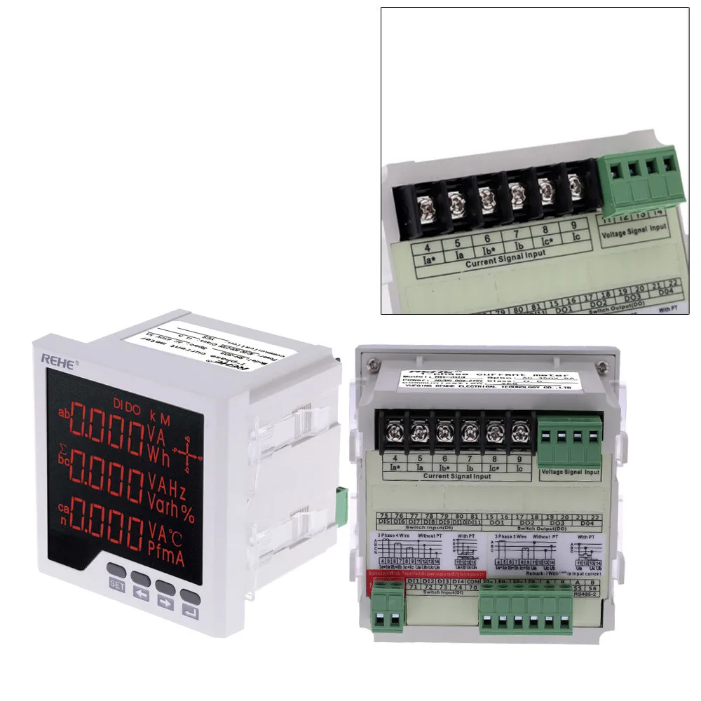 Embedded 3 Phase Power Meter LED Digital Voltmeter Ammeter With AC ...
