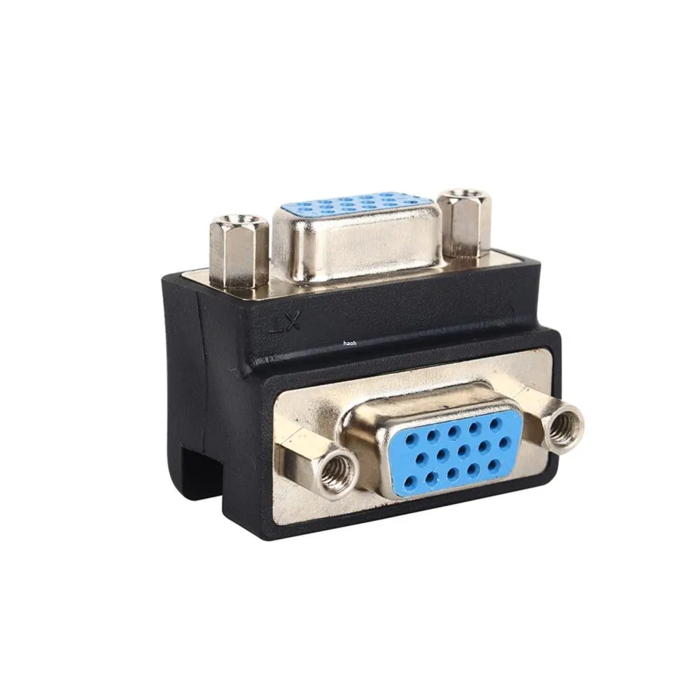 90 Degree VGA Adapter - Right Angle SVGA Female to Female Connector ...