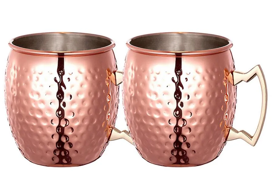 16 Oz Tazas De Cobre Moscow Mule Tazas De Cobre Plateado Taza Acero ...