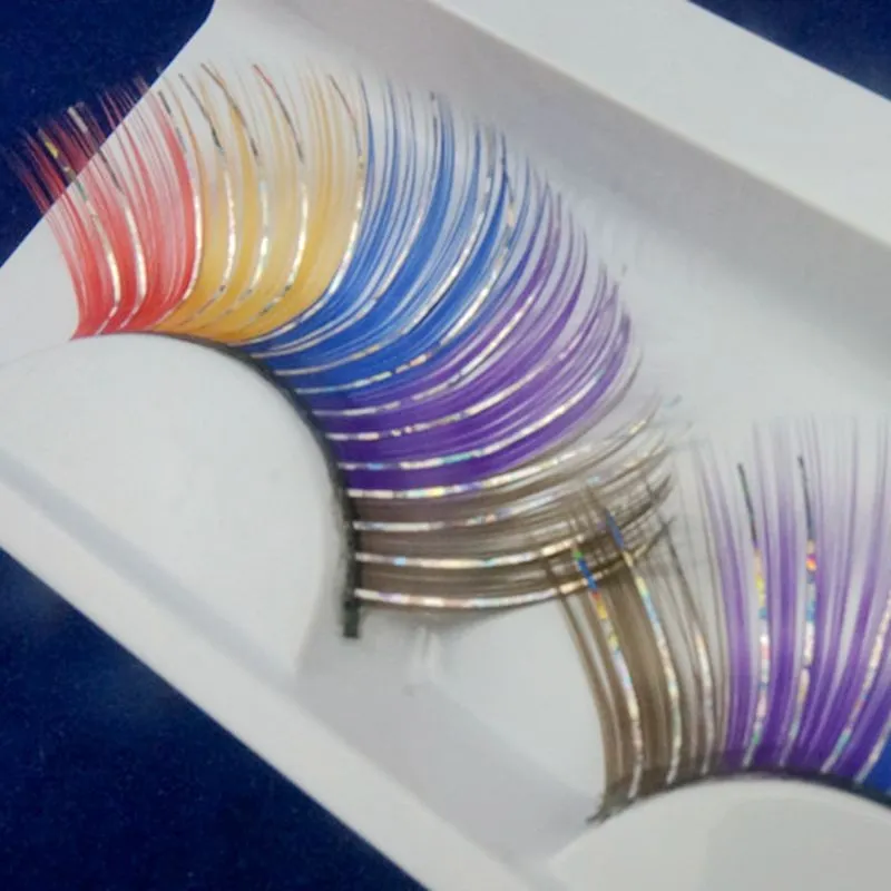 Exaggerated Color False Eyelashes Colorful Catwalk Masquerade Silver ...