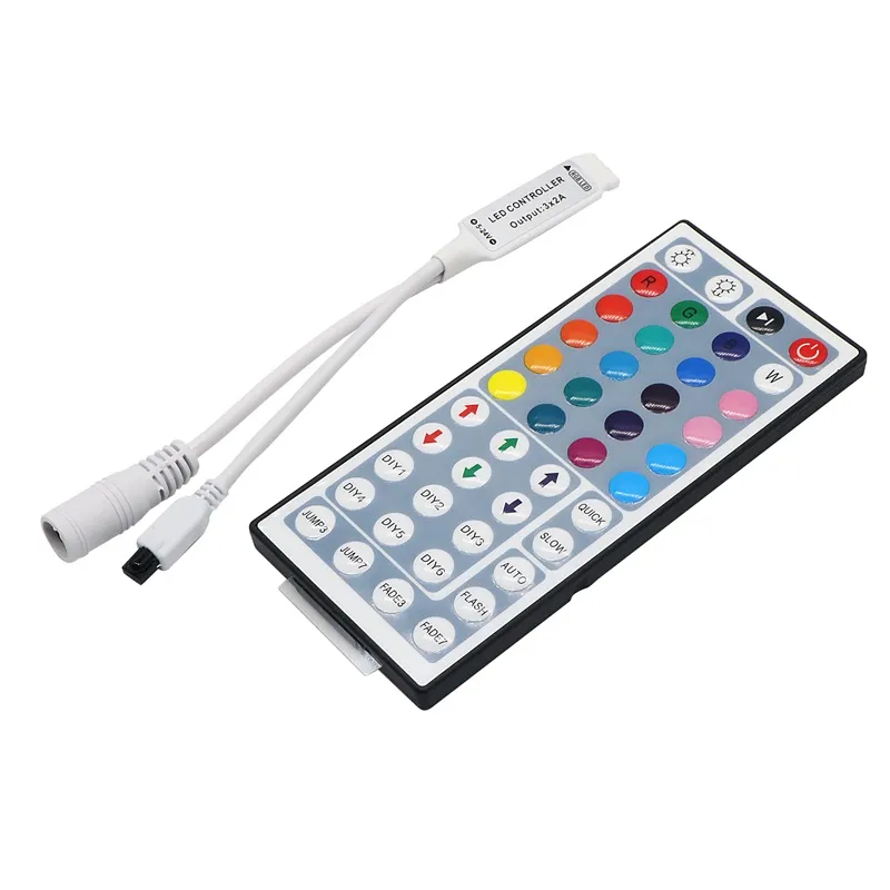 RGB LED Controller, 44 Keys Mini Controller, DC12V 6A With IR Remote ...