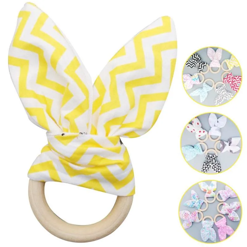 Handmade Natural Wood Circle Wooden Teether With Fabric For Sensory ...