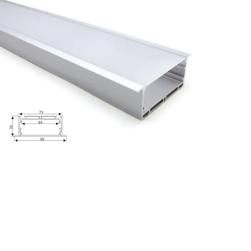 50M LED Aluminum Profile Kit - 90mm Wide T-Channel, Flange Design ...