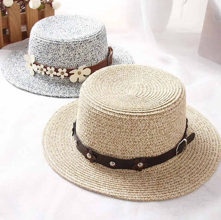 Sun Hats: Wheat Summer Hats for Women, Flat Top Straw Sun Hat for ...