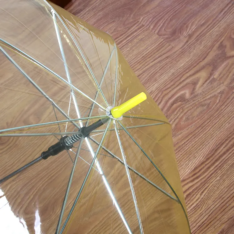 100 Transparent PVC Clear Plastic Umbrellas With Long Handle Rainproof ...