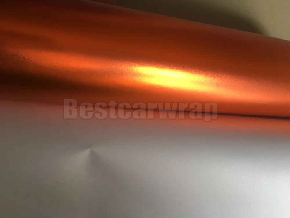 Orange Satin Chrome Matt Vinyl Car Wrap Film Air Release, 1.52x20m ...
