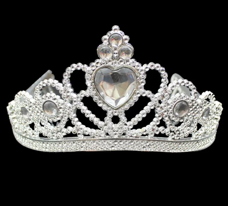 Princess Tiara Crown: Silver Resin Heart Crystal Headband, Childrens ...