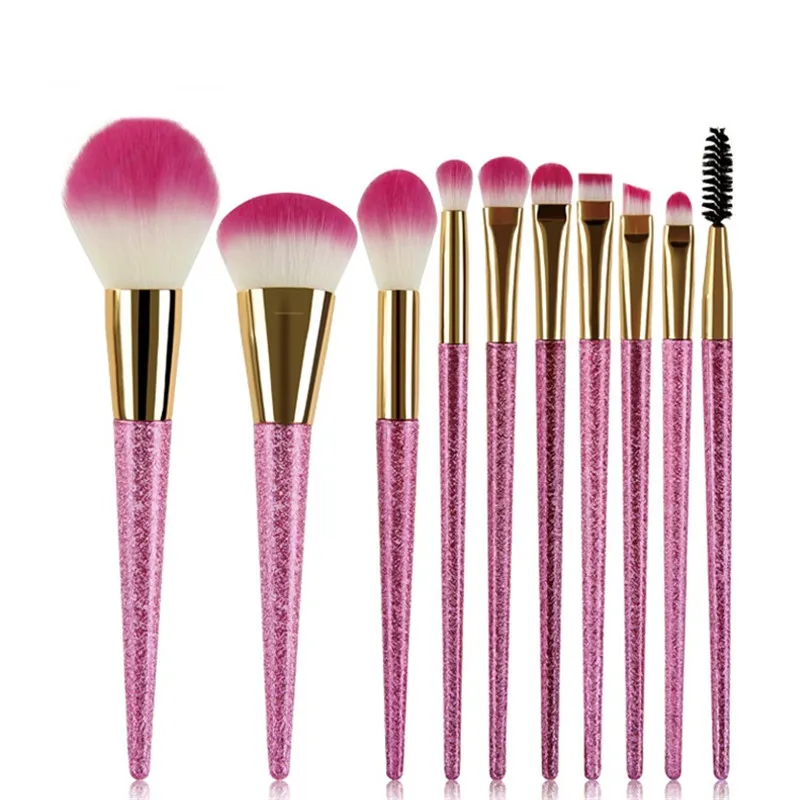 Pink Glitter Diamond Makeup Brush Set Set With Quickstand And Shinny ...
