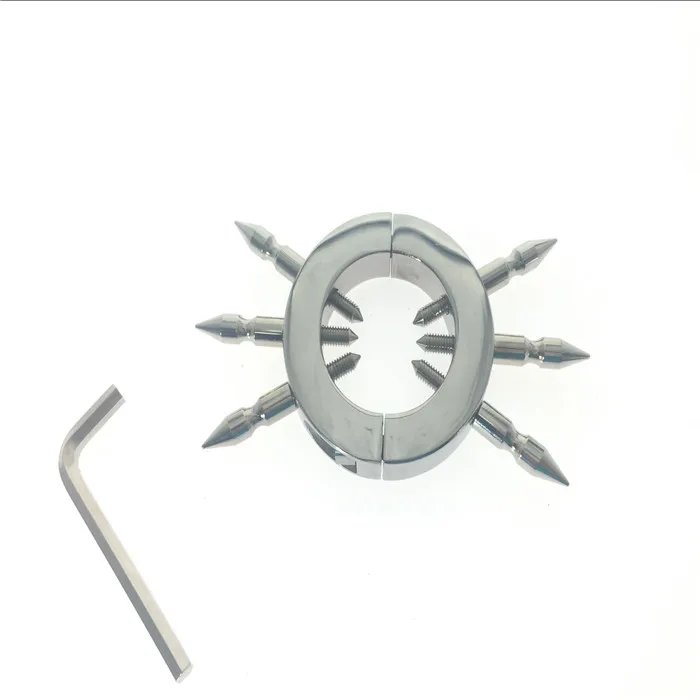 Spikes Ball Stretcher,Stainless Steel Spikes Screw Locking Penis Ring ...