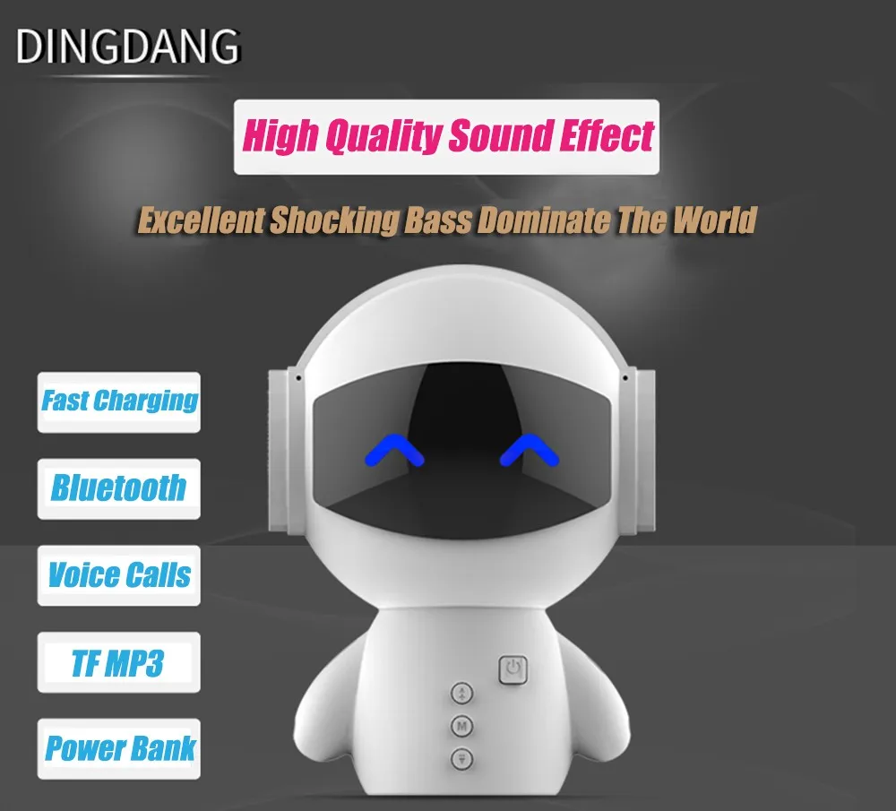 Robot Mini Bluetooth Speaker | Portable Subwoofer With Power Bank TF ...