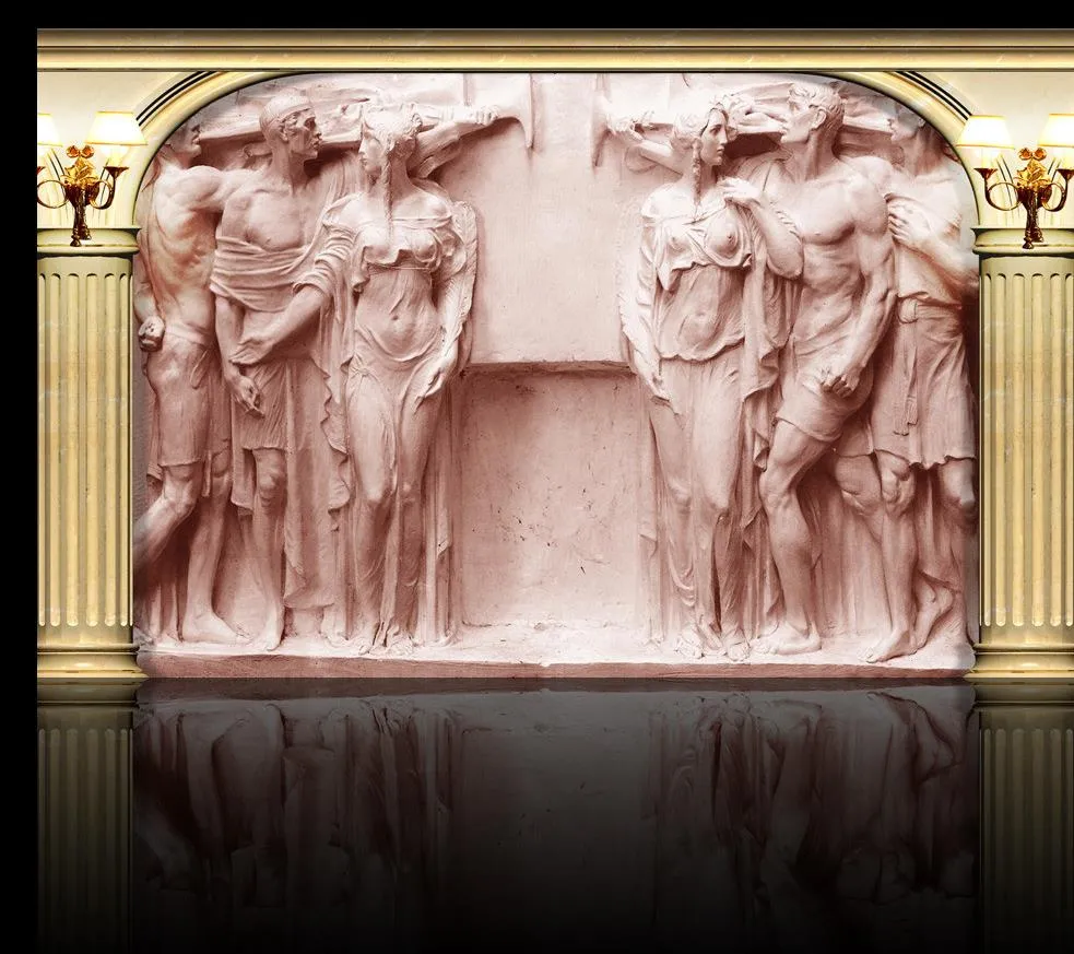 3D Roman Column Relief Wall Mural Silk Wallpaper For TV Backdrop ...
