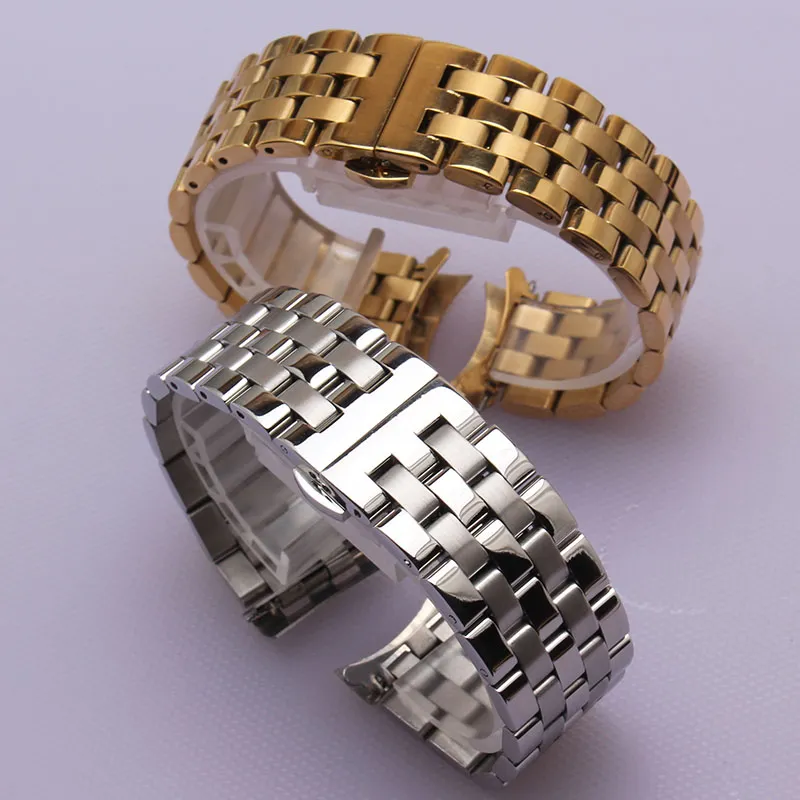 DHgate.com:Polished Gold Stainless Steel Watch Bands, 16-24mm, for Mens ...