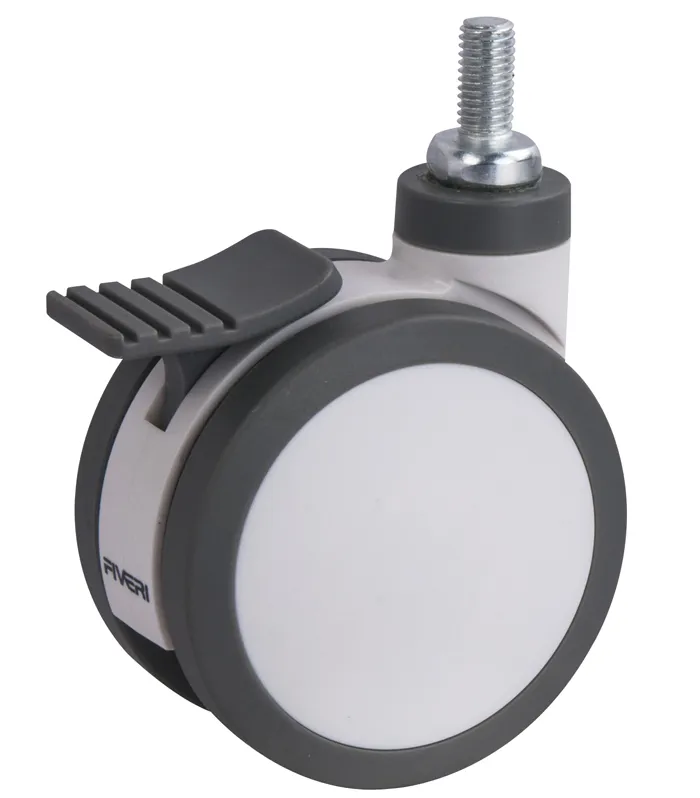 3 Inch 76mm Swivel Caster Wheels Full Plastic, Screw Rod, TPU, Lockable ...