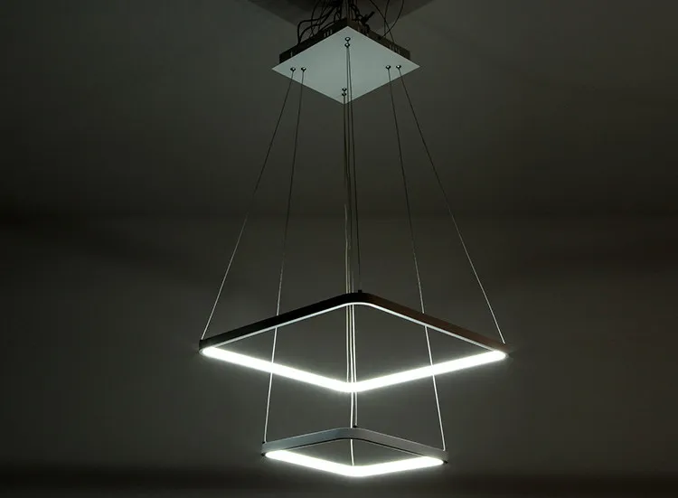 Modern Simple Stylish Square Aluminium LED Pendant Light Acrylic ...