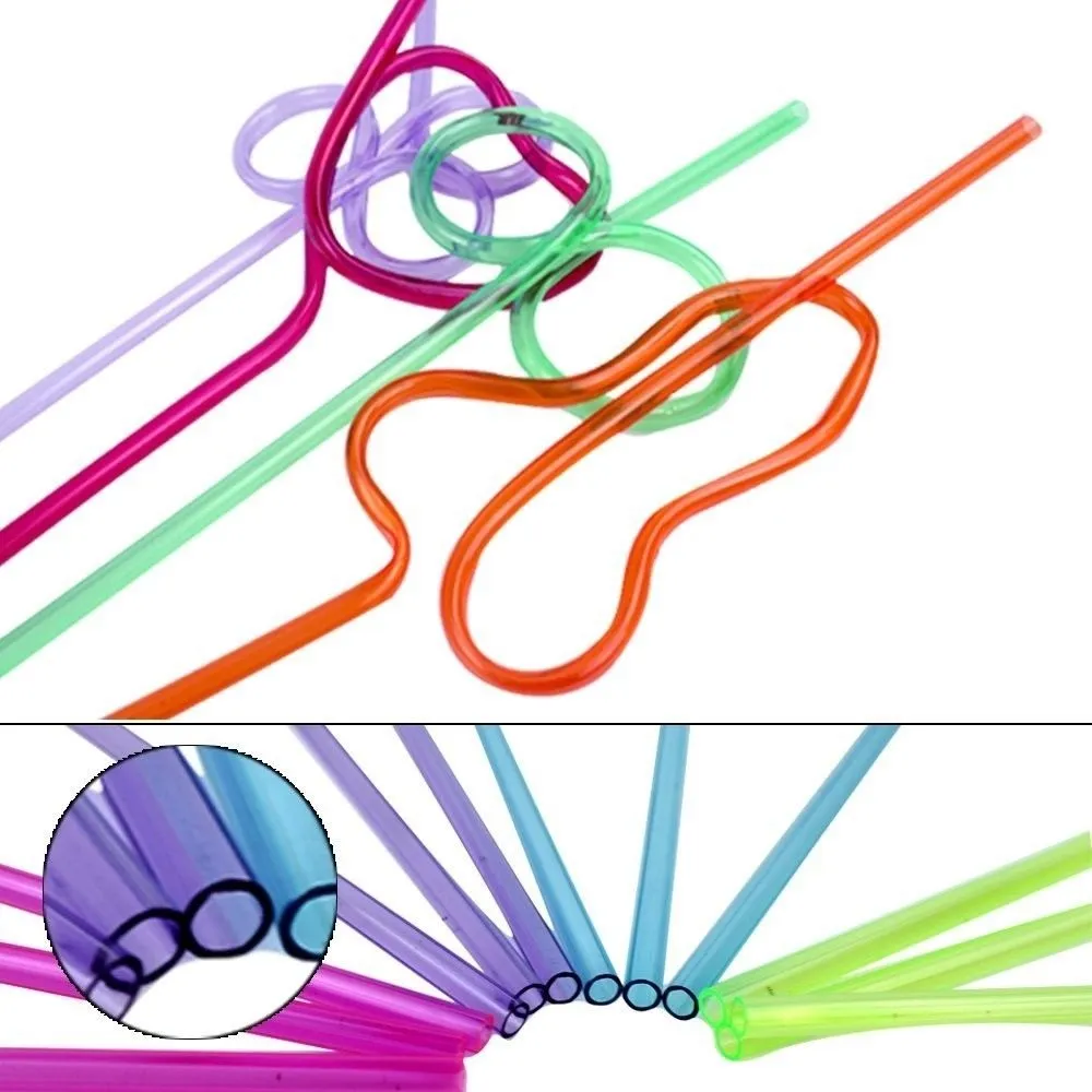 Colorful Curly Loop Plastic Fun Plastic Straws For Fun Party ...