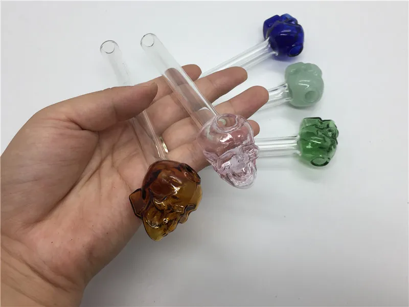 Colorful Pyrex 5.5'' Skull Glass Oil Burner Pipe For Oil Rigs & Water ...