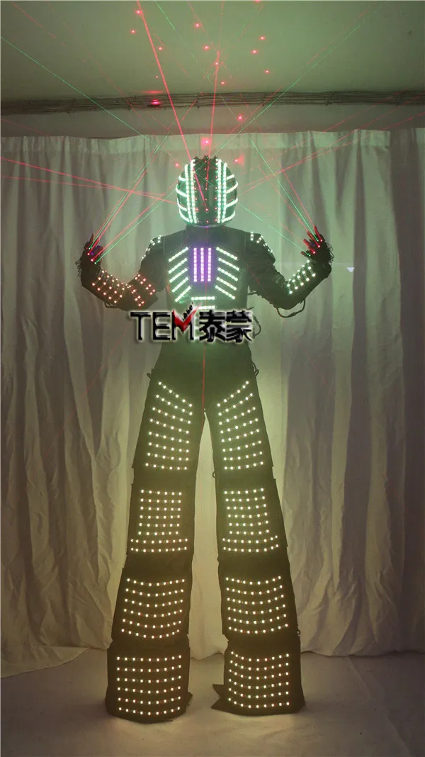 Disfraz Futurista LED Robot: Traje De Robot Iluminado Con Zancos De ...