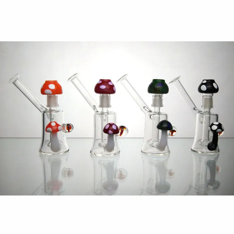 Colorful Mushroom Mini Bong Rig With 5'' Glass Man Bubbler And Heady ...