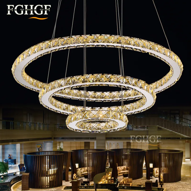 Moderne LED Lustre En Cristal Lumières Cercle Cercle Lampe Pour Salon ...