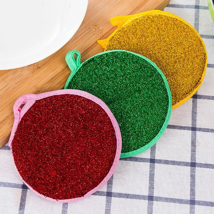 Colorful Round Kitchen Scrub Pads: Double-Sided Non-Stick Dish Cleaning ...