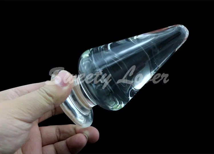 Super Big 13x6cm Glass large silicone butt plug - Smooth Cone Crystal ...