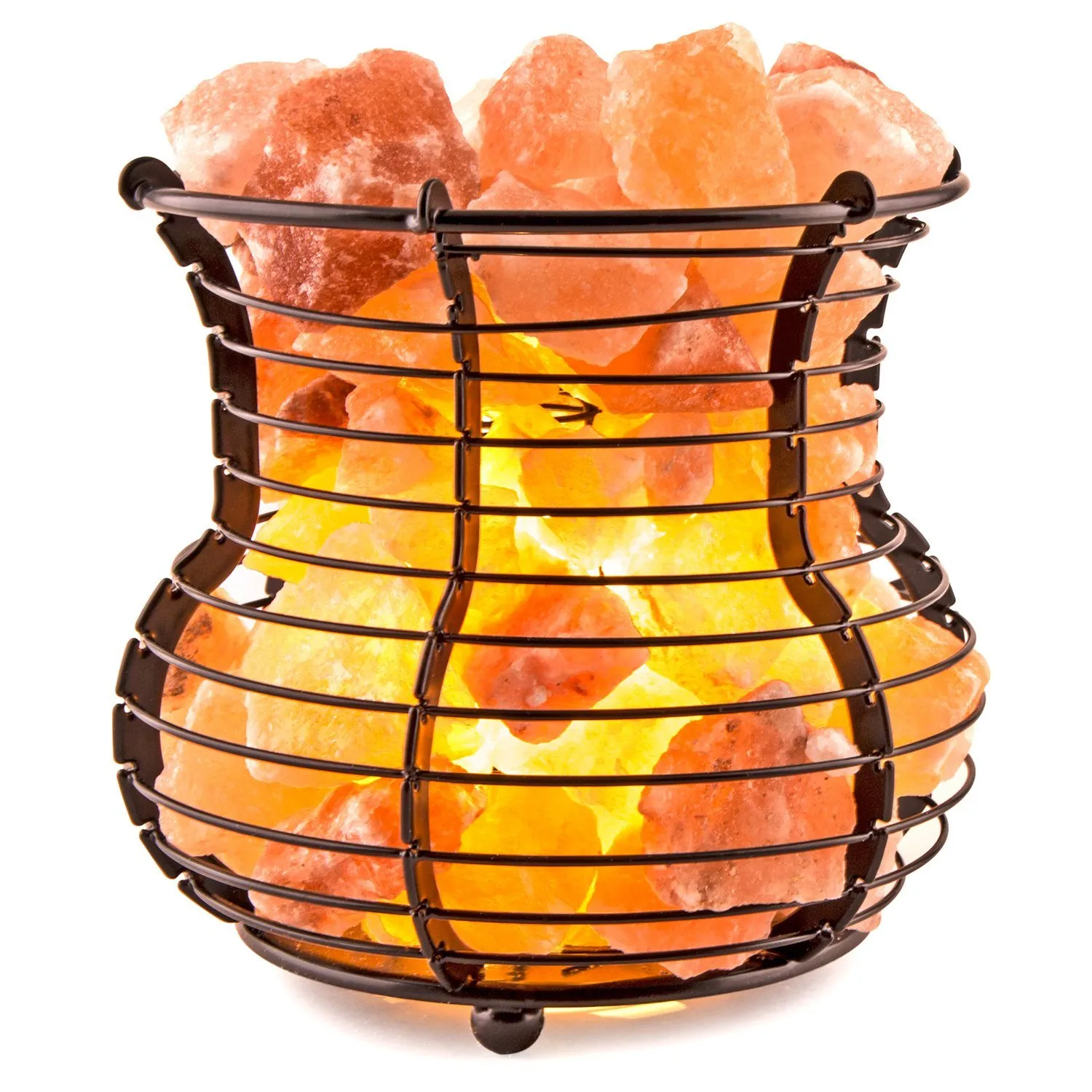 Natural Himalayan Salt Lamp in Wire Basket Vase - Authentic Crystal Air ...