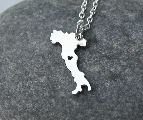 Charmed Italian Charms European Country Map Pendant Necklace Set, Italy ...
