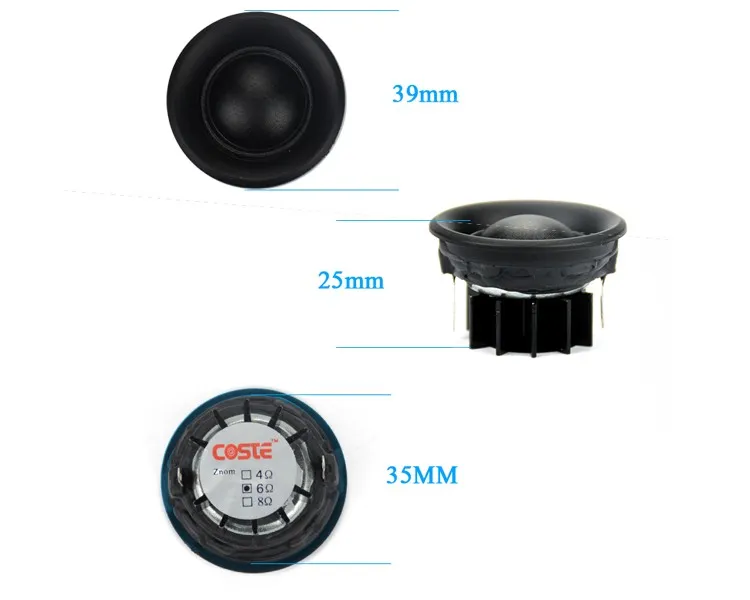 1.5 Inch 6 Ohm 10W HIFI Audio Tweeter Silk Film Speaker For Home ...