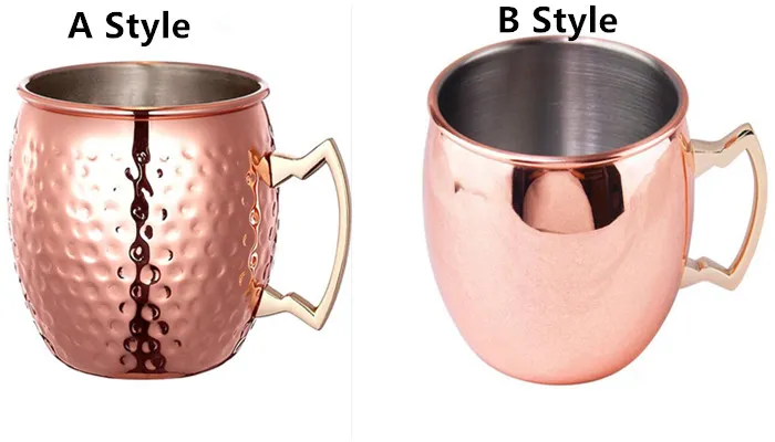 16 Oz Tazas De Cobre Moscow Mule Tazas De Cobre Plateado Taza Acero ...
