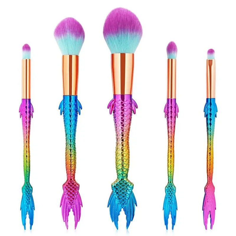 Mermaid Fish Makeup Brush Set Cosmetic Brushes For Powder Foundation ...