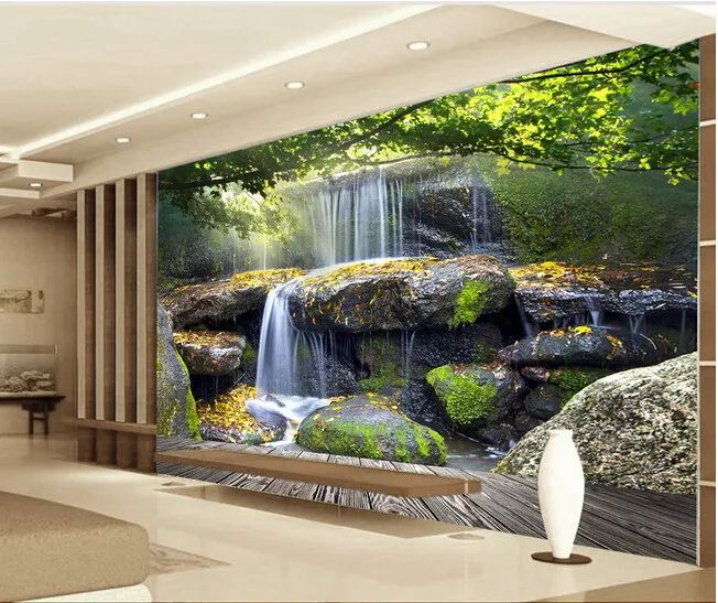3d Room Wallpaper Custom Photo Mural Rock Waterfalls Landscape ...