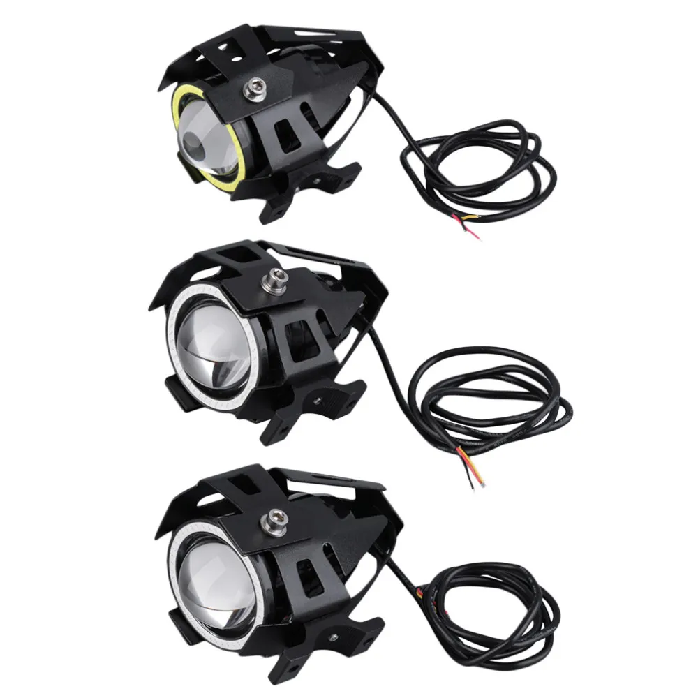 U7 15W LED Motorcycle Headlight With Angel Eye & Laser Lens High/Low ...
