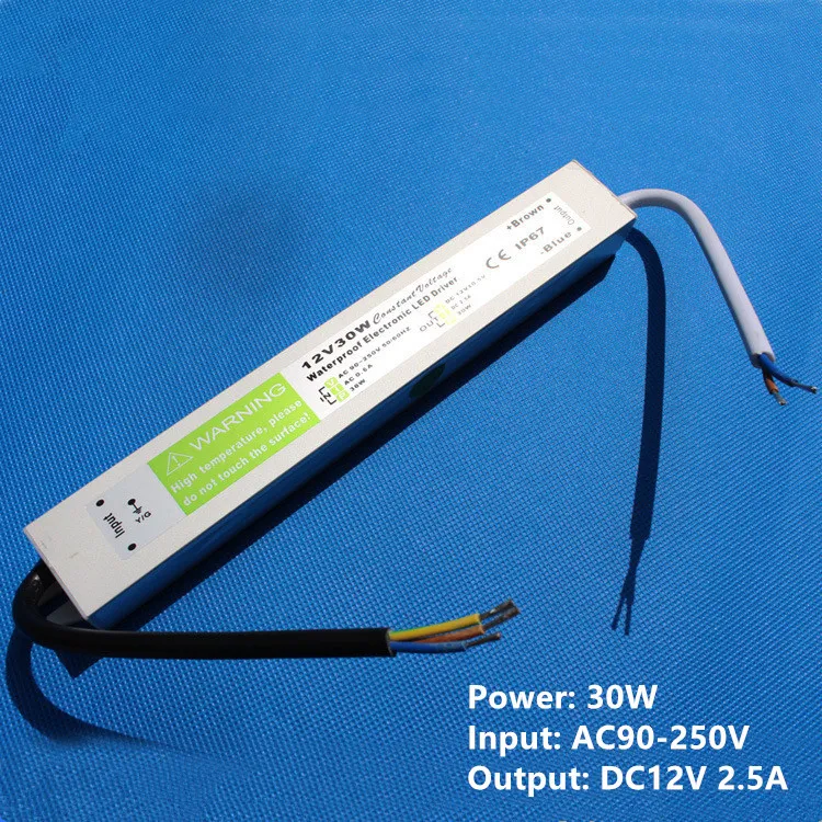 60W Waterproof LED Driver Transformer 12V 5A AC 90 250V Constant ...