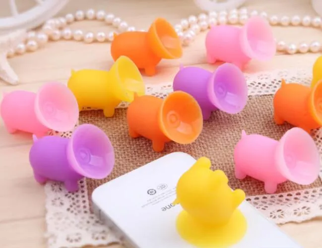 Lovely Pig Phone Holder Stand Silicone Suction Cup Cute Cartoon Mini ...