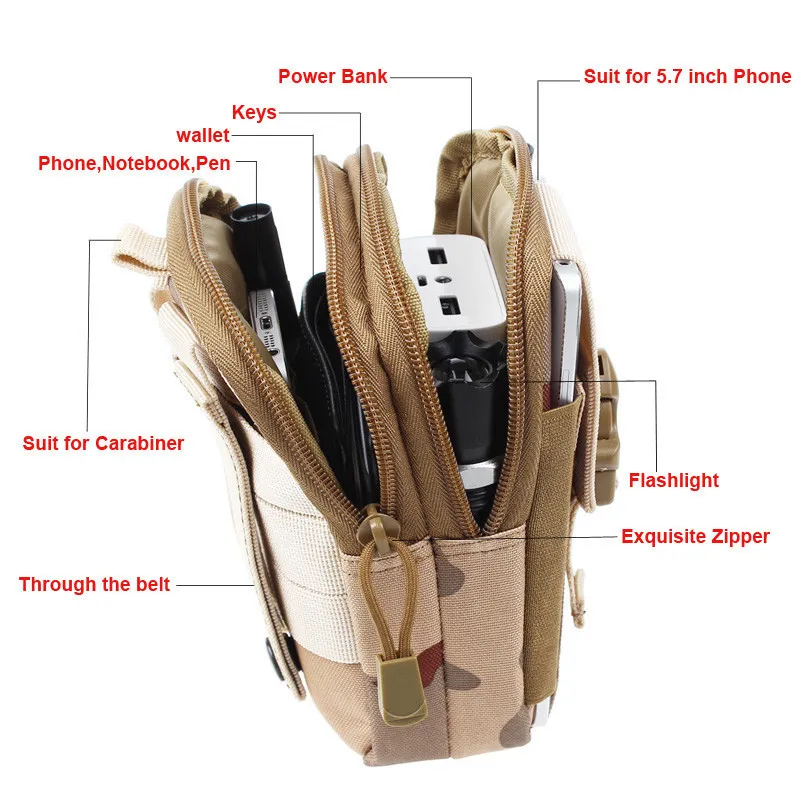 Tactical Molle Waist Pack Military Fanny Pack With Phone Pocket, Belt ...