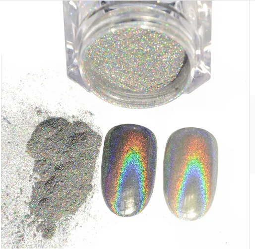 Shiny Holographic Nail Glitter Dust: Rainbow Chrome Pigment for ...