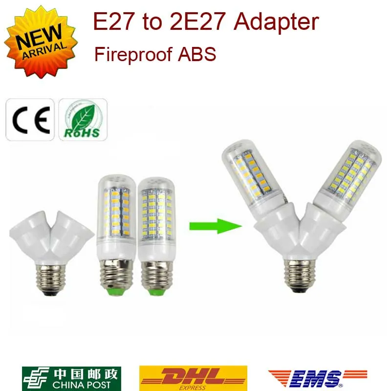 New E27 To Double E27 Socket Base Extender Splitter Plug Halogen Light ...